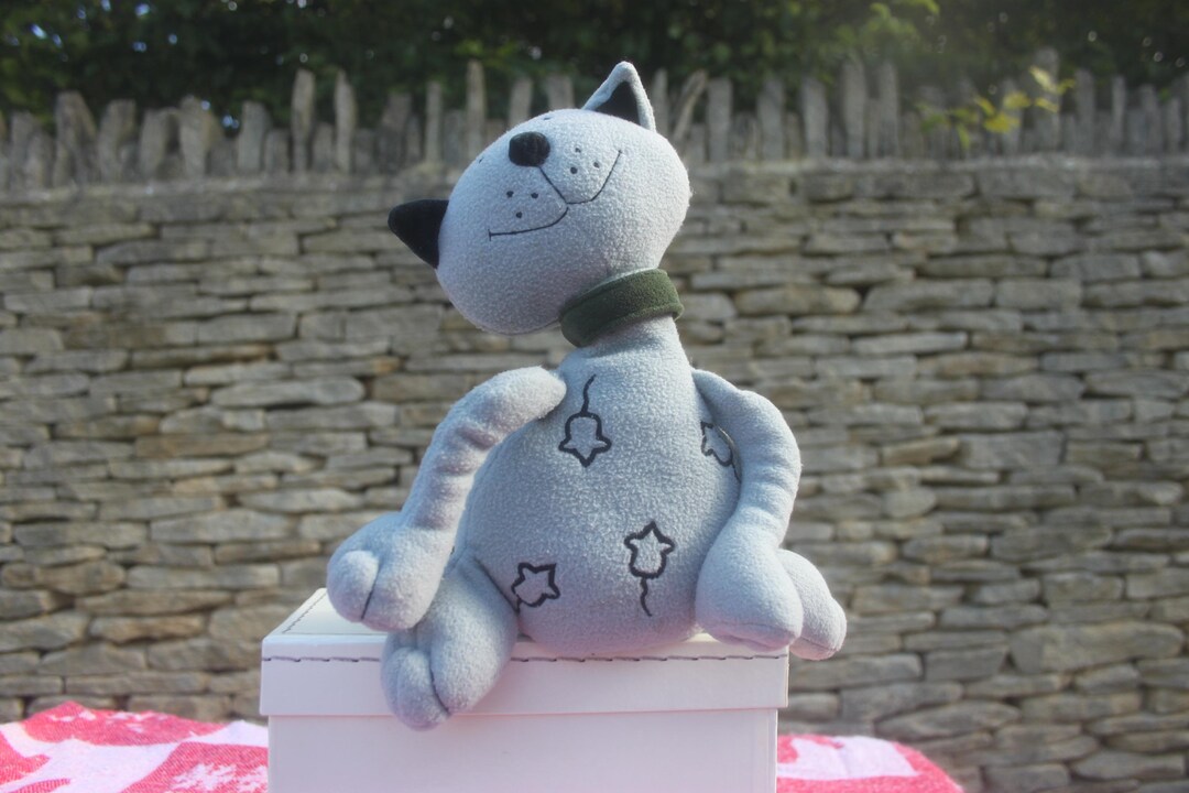 Vintage Jellycat Gregory Cat Plush Toy: 2000 Grey Blue Stuffed Animal ...