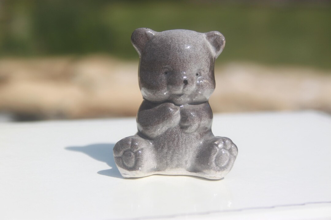 Vintage Plaster Ornament Grey Teddy Bear, No Date or Maker's Mark 5 Cms ...