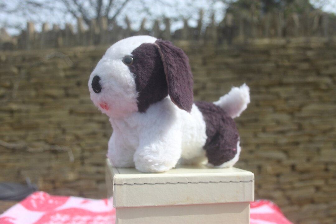 Vintage Small Brown & White Soft Toy Dog 1960s 1970s Terrier Type ...
