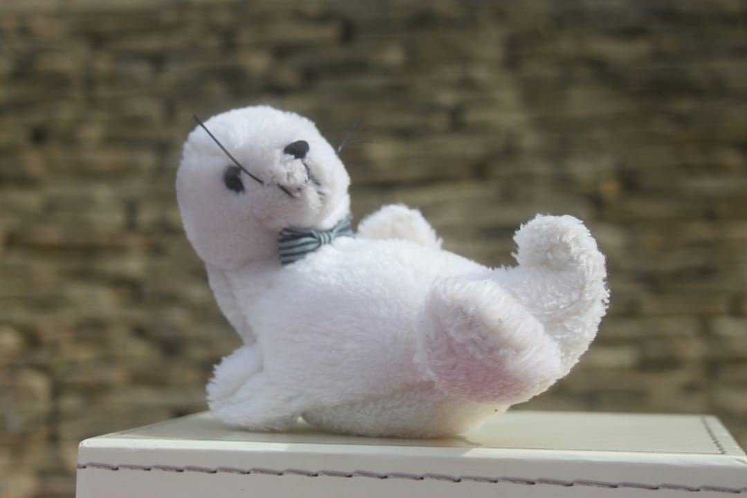 Small White Seal Pup Plush Toy No Label, Slightly Playworn Condition ...