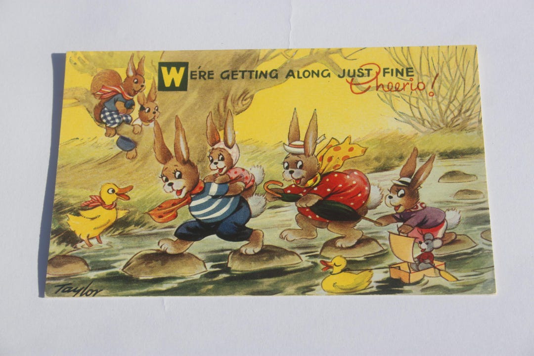 Vintage Bamforth Postcard Unused Rabbits and Ducks Children's Postcard ...