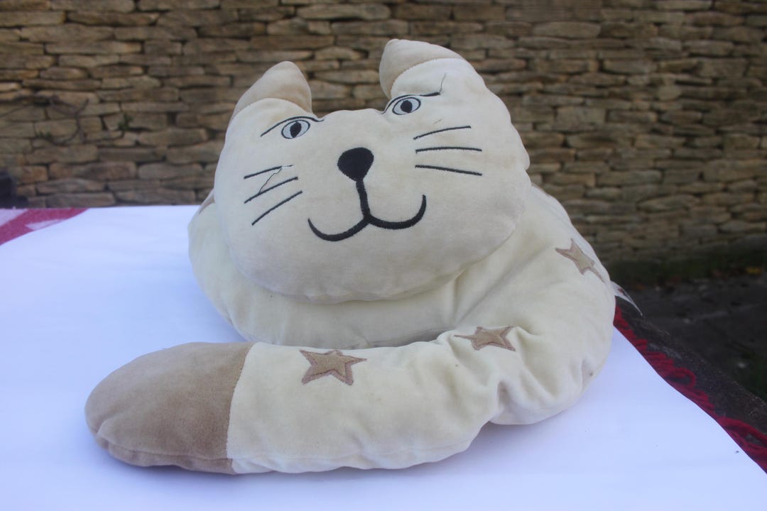 Vintage Plush Extra Large Beige Jellycat Cat Nap Cushion With Stars ...