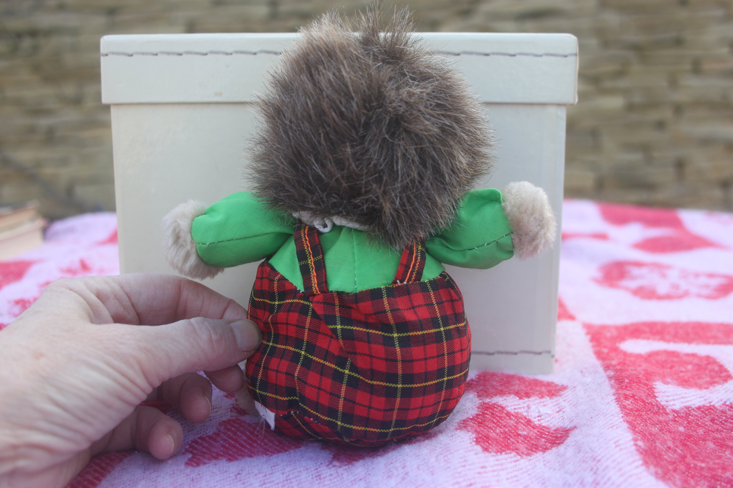 Plush Toy Hedgehog in Red Tartan Trousers, Slightly Squashed Nose, 6 ...