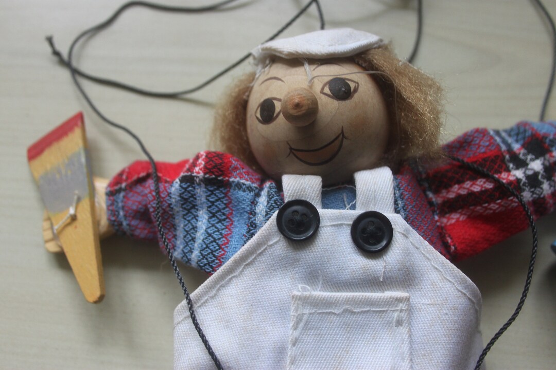 Vintage House Painter Marionette With One Loose String 20 Cms Tall ...