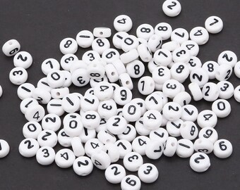 100pcs Acrylic Number Pendants,number Beads, Mixed Color Numbers on ...