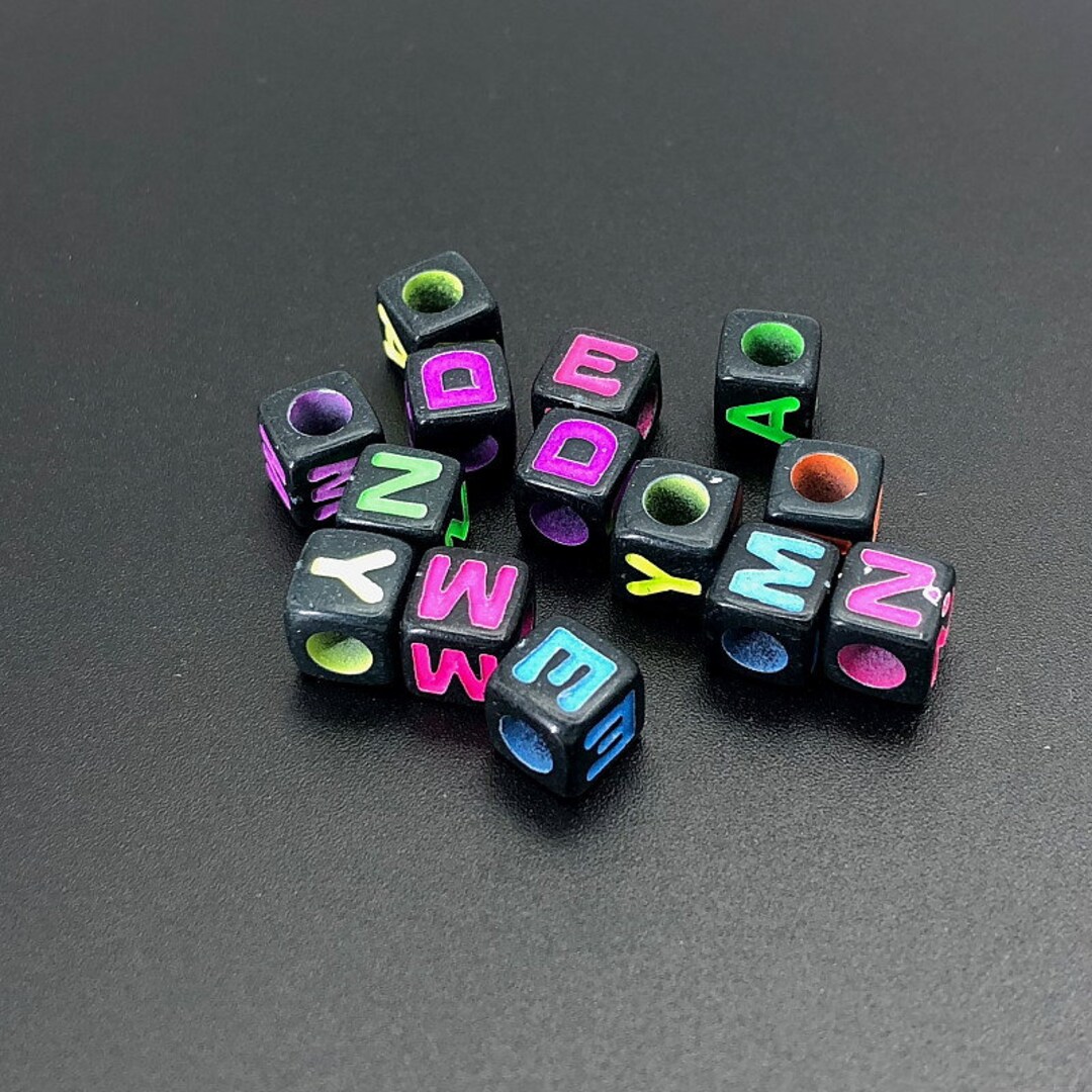 100 Pcs 7X7 Alphabet Cube Beads Alphabet Acrylic Cube Beads 7mm Letter ...