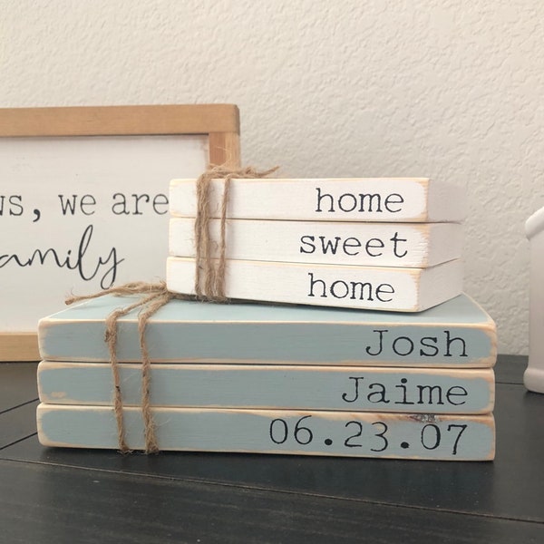 Wooden Stack of Books - Etsy