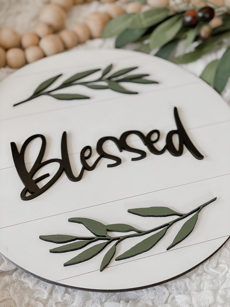 Round 3D Shiplap Blessed Sign Blessed Wood Sign Fall Sign - Etsy