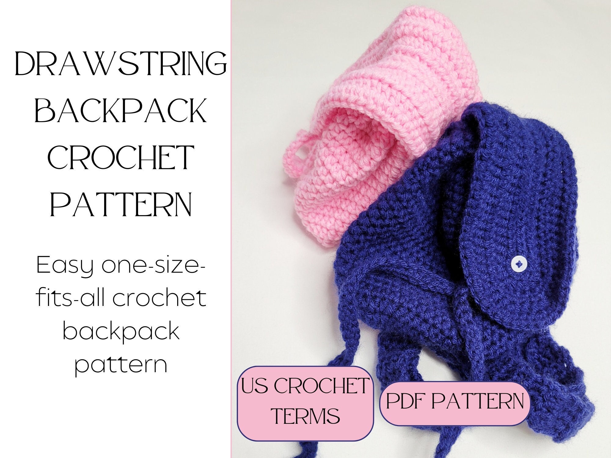 Crochet Pattern - Easy Crochet Bag Pattern - Kids Backpack Pattern - Crochet Backpack DIY ...