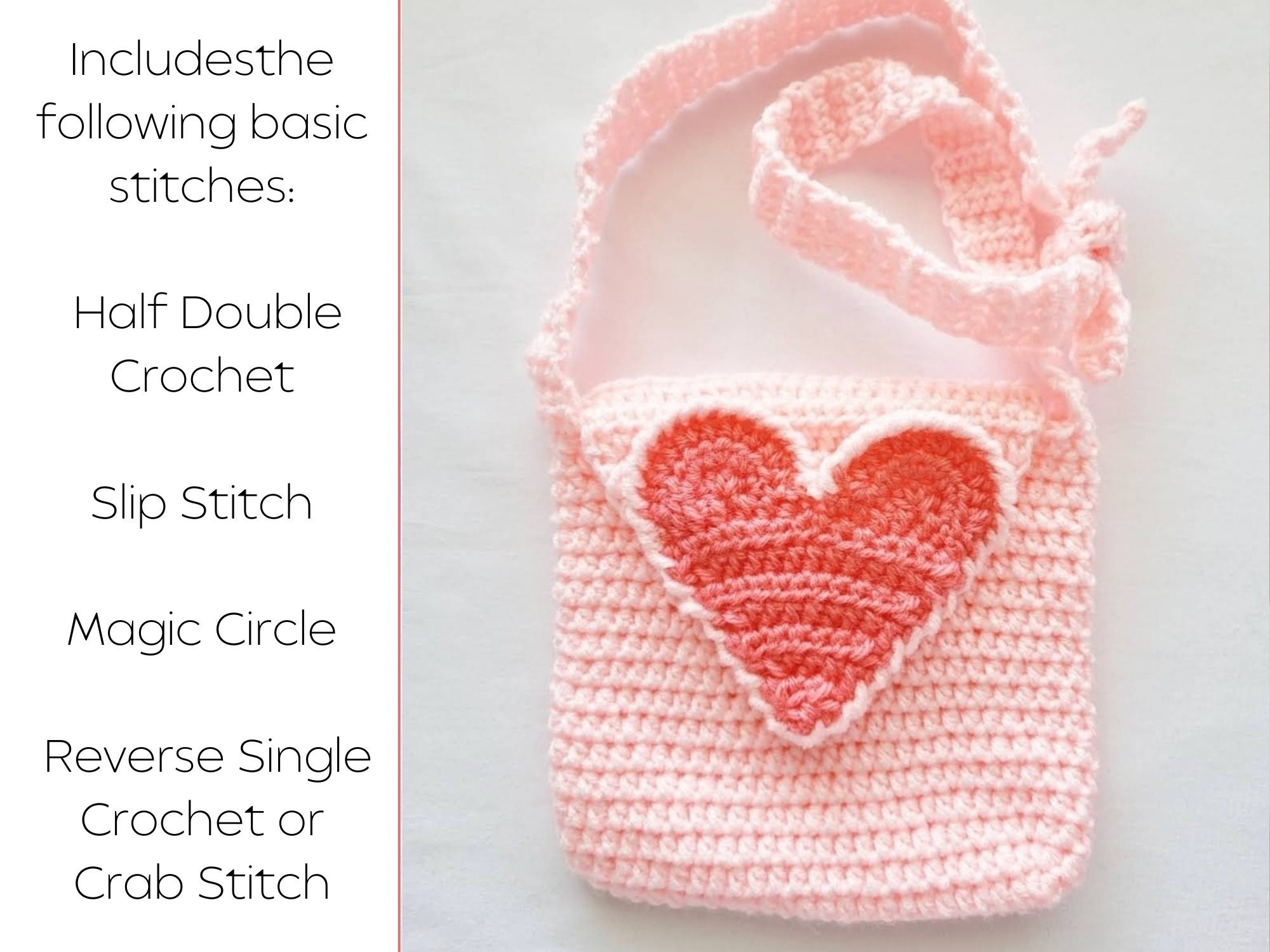 Crochet Heart Purse Pattern PDF - Crochet Bag Treny - Handbag Crochet ...