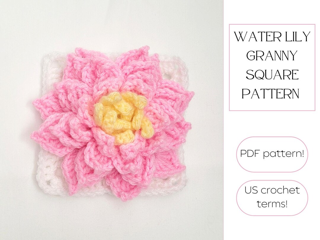 Water Lily Granny Square Pattern - Granny Square Crochet PDF - Crochet ...