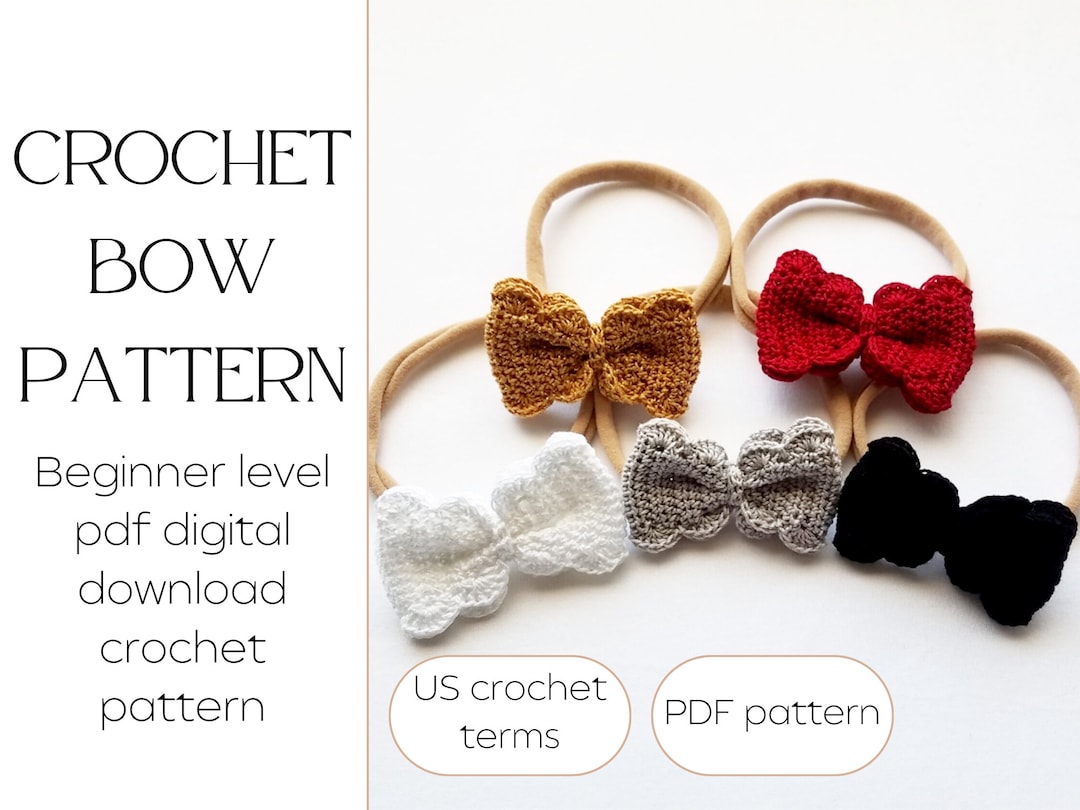 Crochet Bow Hairclip - DIY Bow Pattern - PDF Crochet Bow Pattern ...
