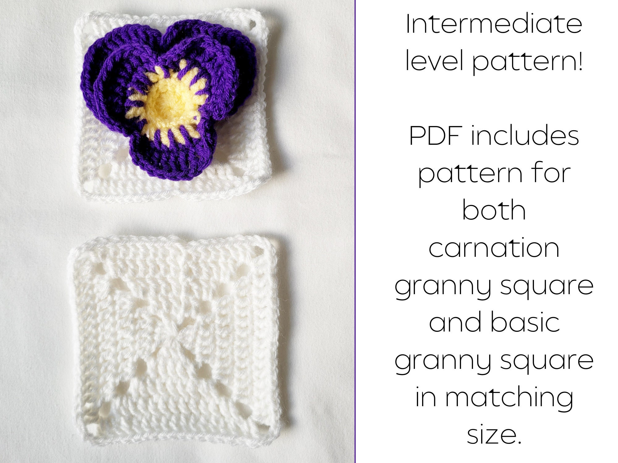 Crochet Violet Granny Square Pattern Intermediate Flower Granny Square ...