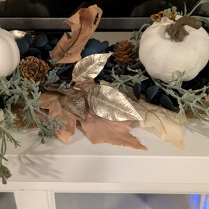 Blue and White Garland for Mantel Garland Pumpkin Garland Centerpiece ...