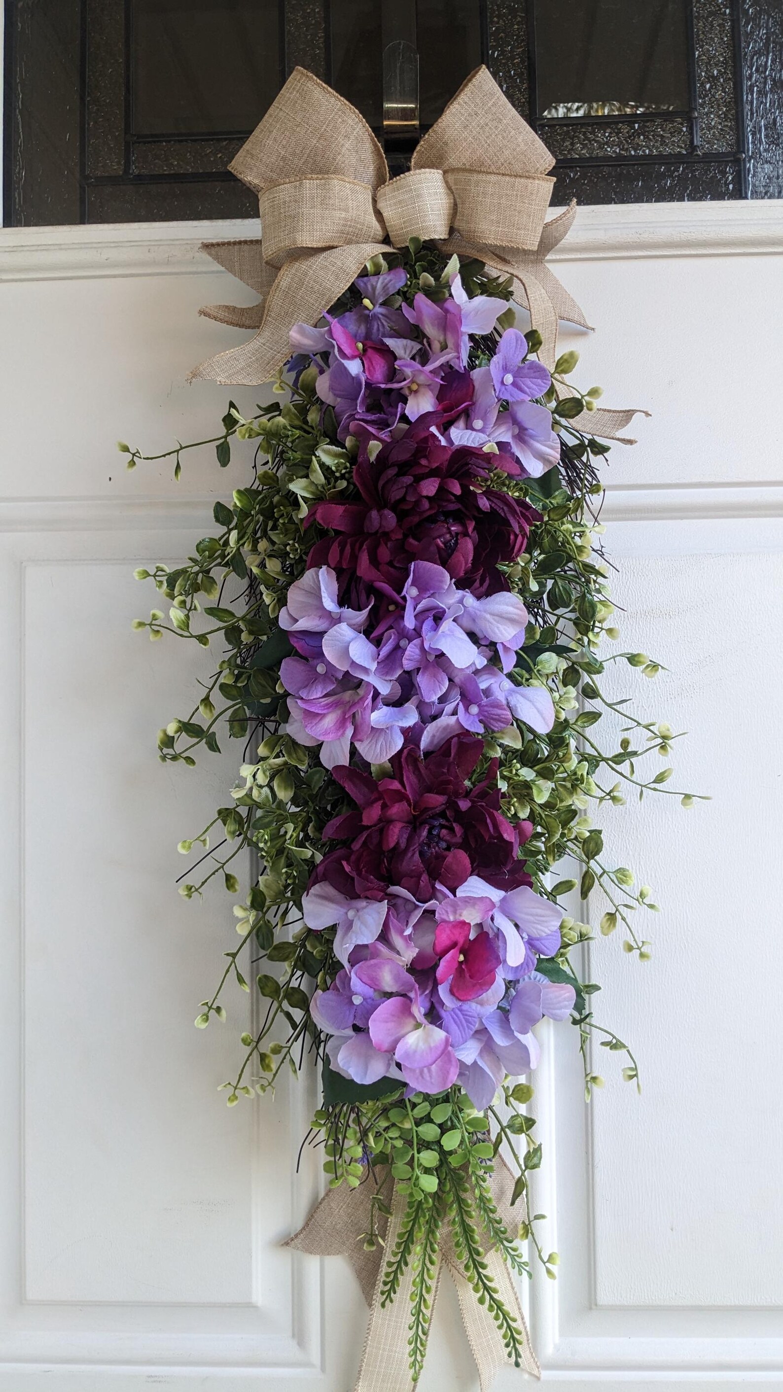 Hydrangea Front Door Swag for Summer Hydrangea Swag Country Farmhouse ...