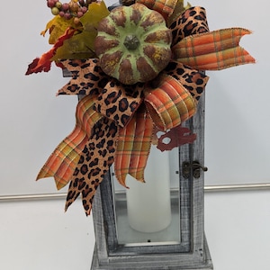 Fall Lantern Bow Leopard Fall Lantern Topper Country Farmhouse Lantern ...