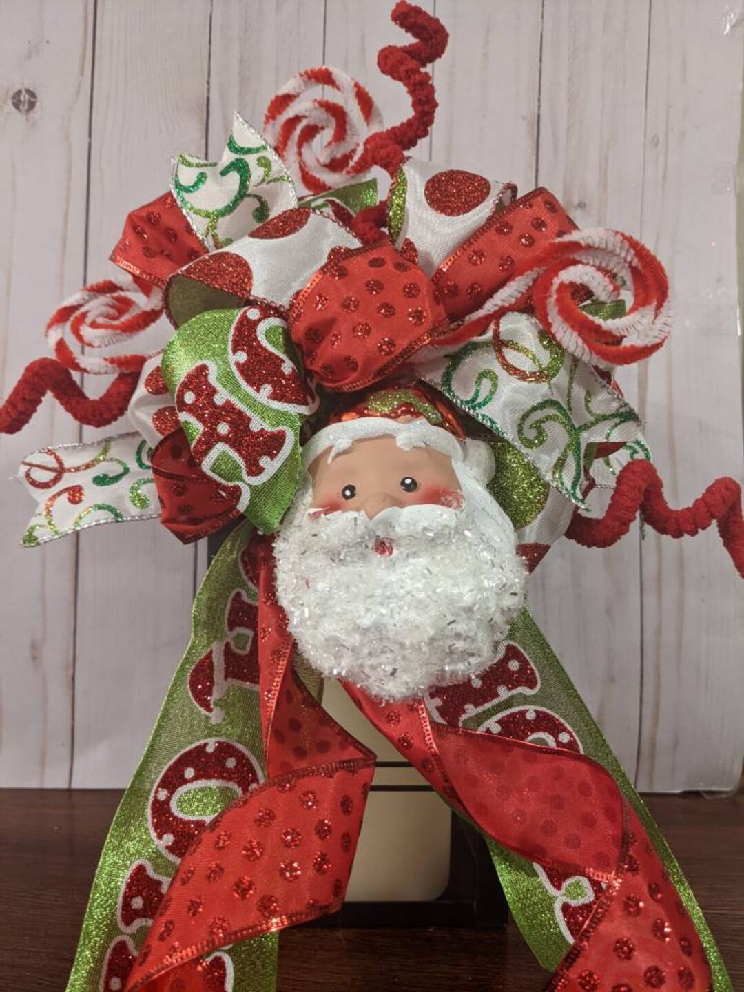 Christmas Lantern Topper Santa Christmas Tree Topper Santa - Etsy