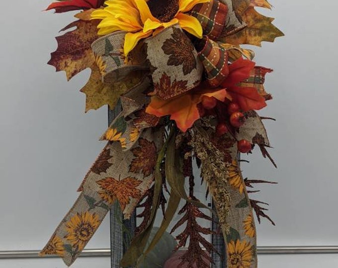 Sunflower Lantern Topper Fall Lantern Bow Fall Lantern Swag Country ...