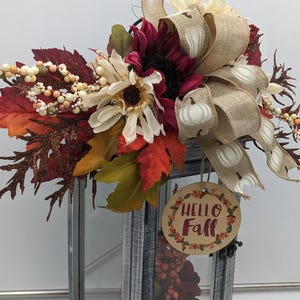 Sunflower Lantern Topper Fall Lantern Bow Fall Lantern Swag Lantern ...
