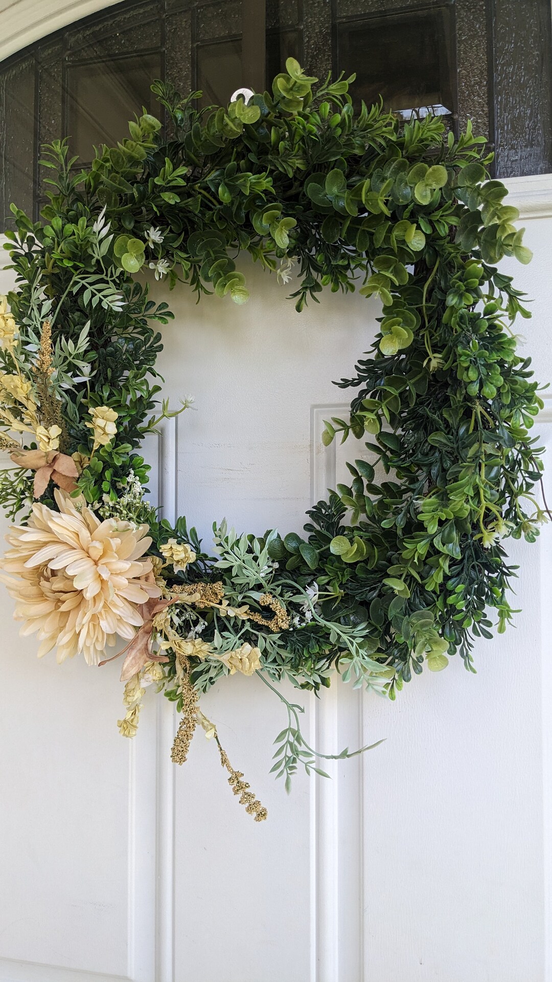 Dahlia Front Door Wreath Square Country Farmhouse Wreath Minimalist ...