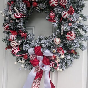 Christmas Wreath Peppermint Front Door Wreath Candy Wreath Peppermint ...