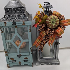 Fall Lantern Bow Leopard Fall Lantern Topper Country Farmhouse Lantern ...