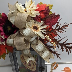 Sunflower Lantern Topper Fall Lantern Bow Fall Lantern Swag Lantern ...