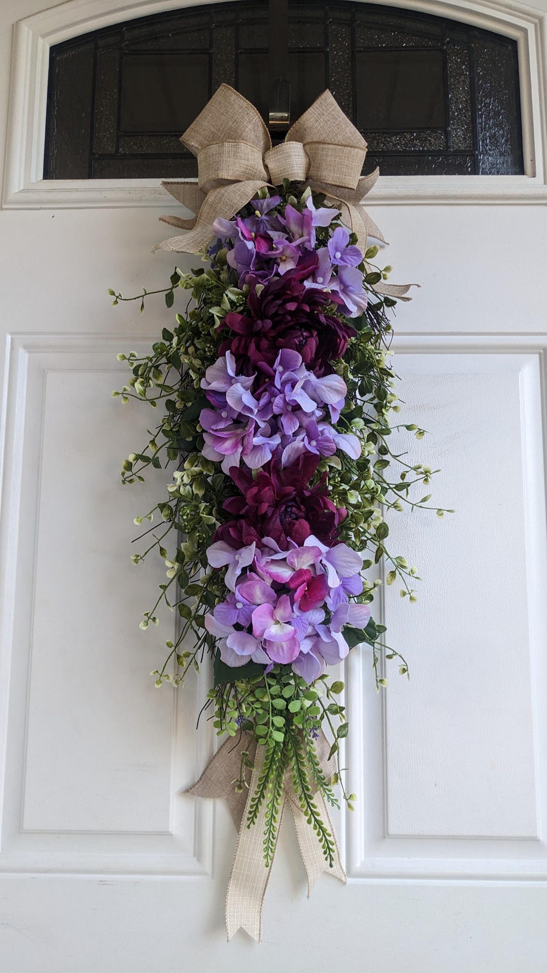 Hydrangea Front Door Swag for Summer Hydrangea Swag Country Farmhouse ...