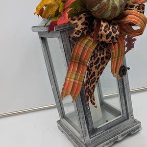 Fall Lantern Bow Leopard Fall Lantern Topper Country Farmhouse Lantern ...