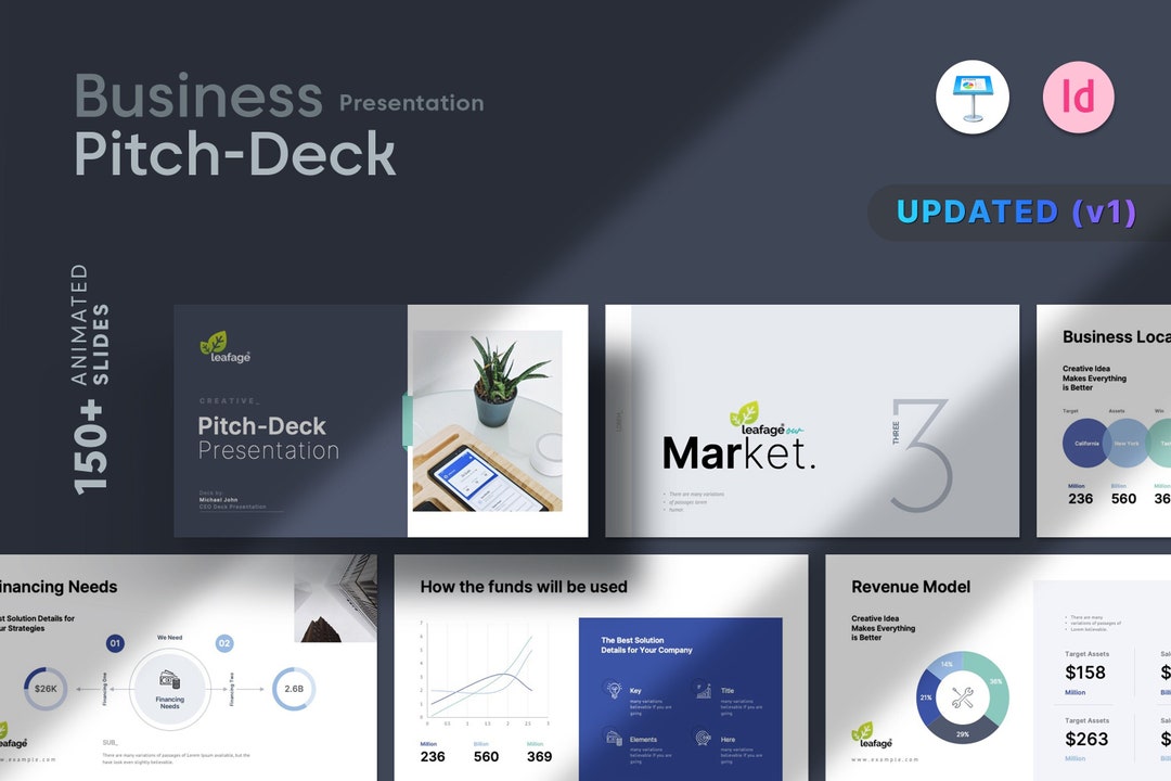 Pitch Deck Keynote Presentation Template With Indesign Layout - Etsy