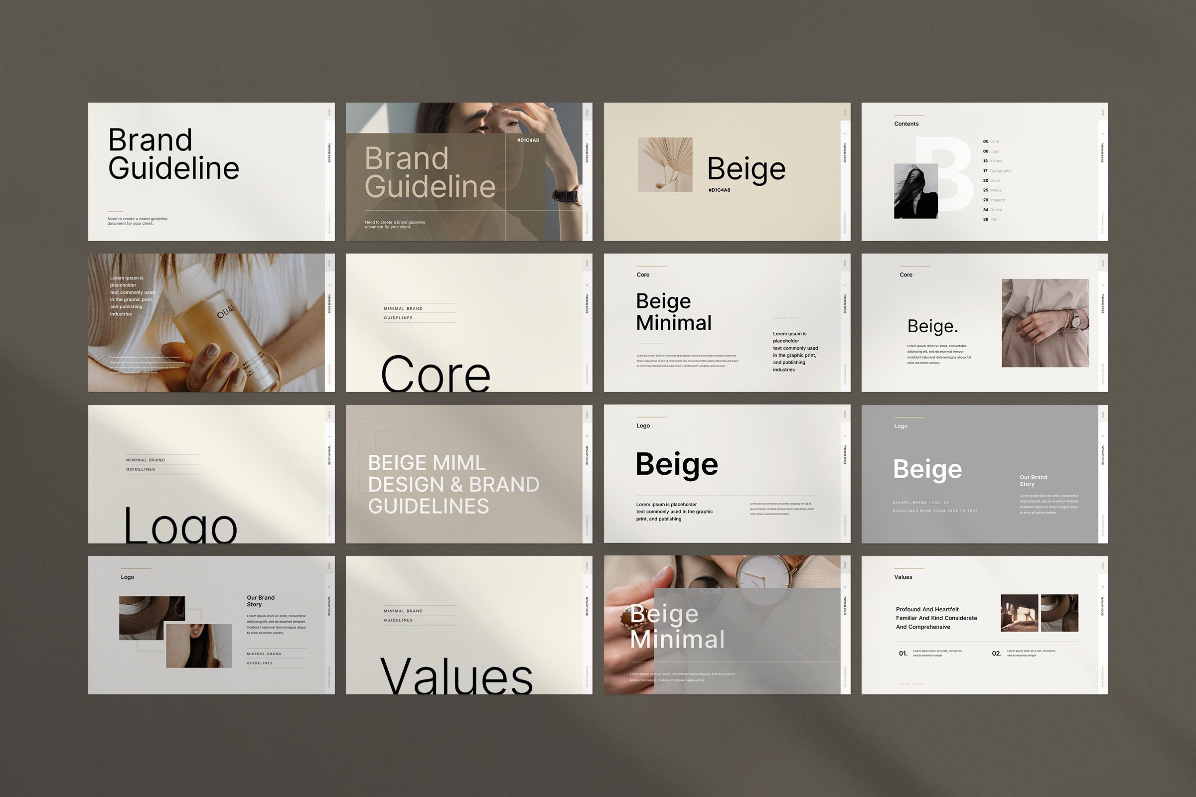 Beige Minimal Brand Guidelines Presentation With Powerpoint Keynote ...