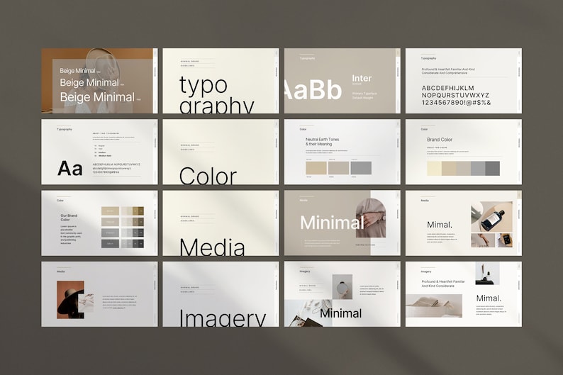 Beige Minimal Brand Guidelines Presentation With Powerpoint Keynote ...