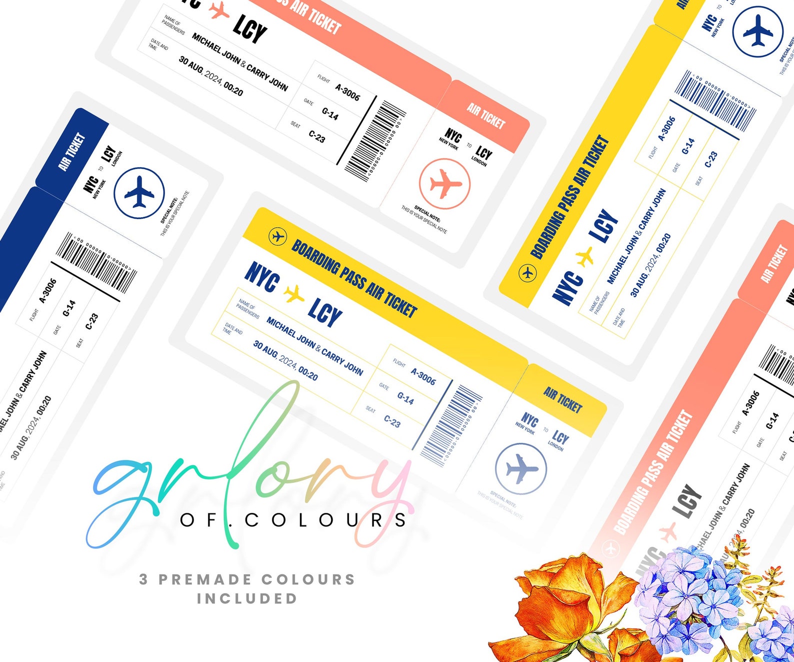 Editable Boarding Ticket Canva Template Personalized Plane Ticket ...