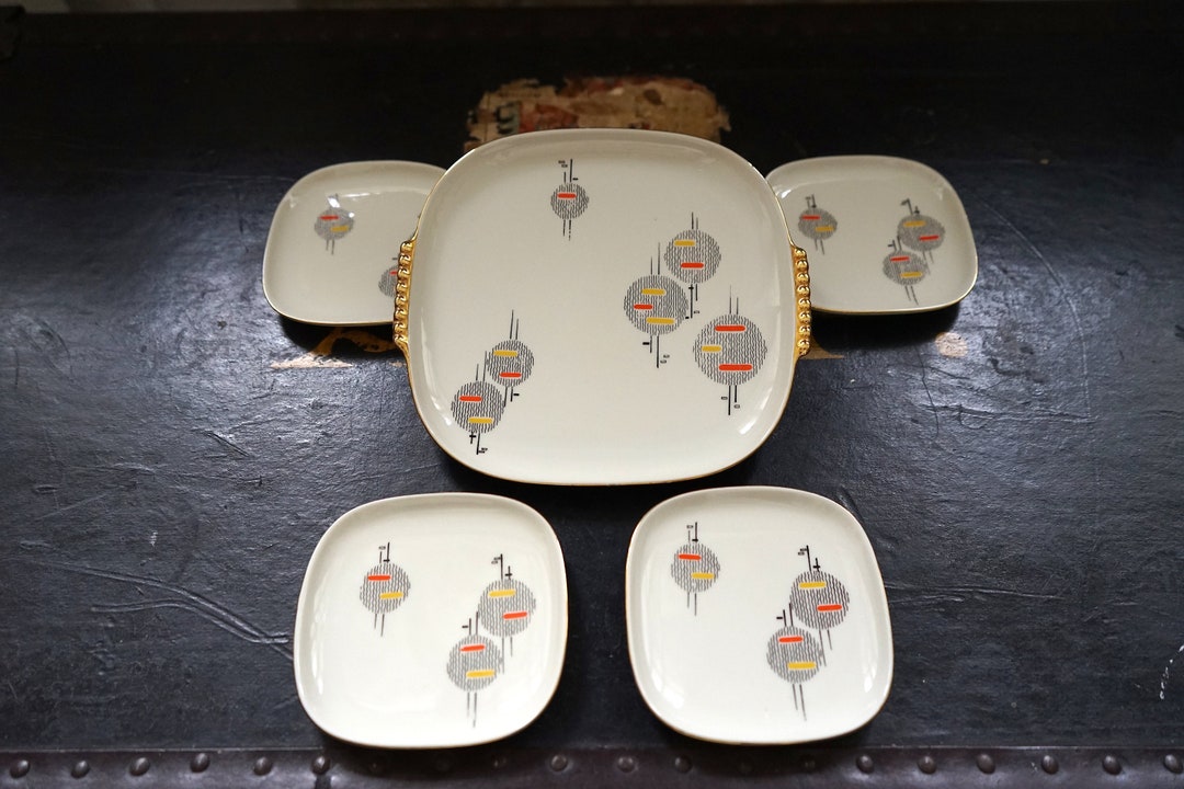 1960s Bavaria Claudia Appetizer Plates Set – Mid Century Geometric ...