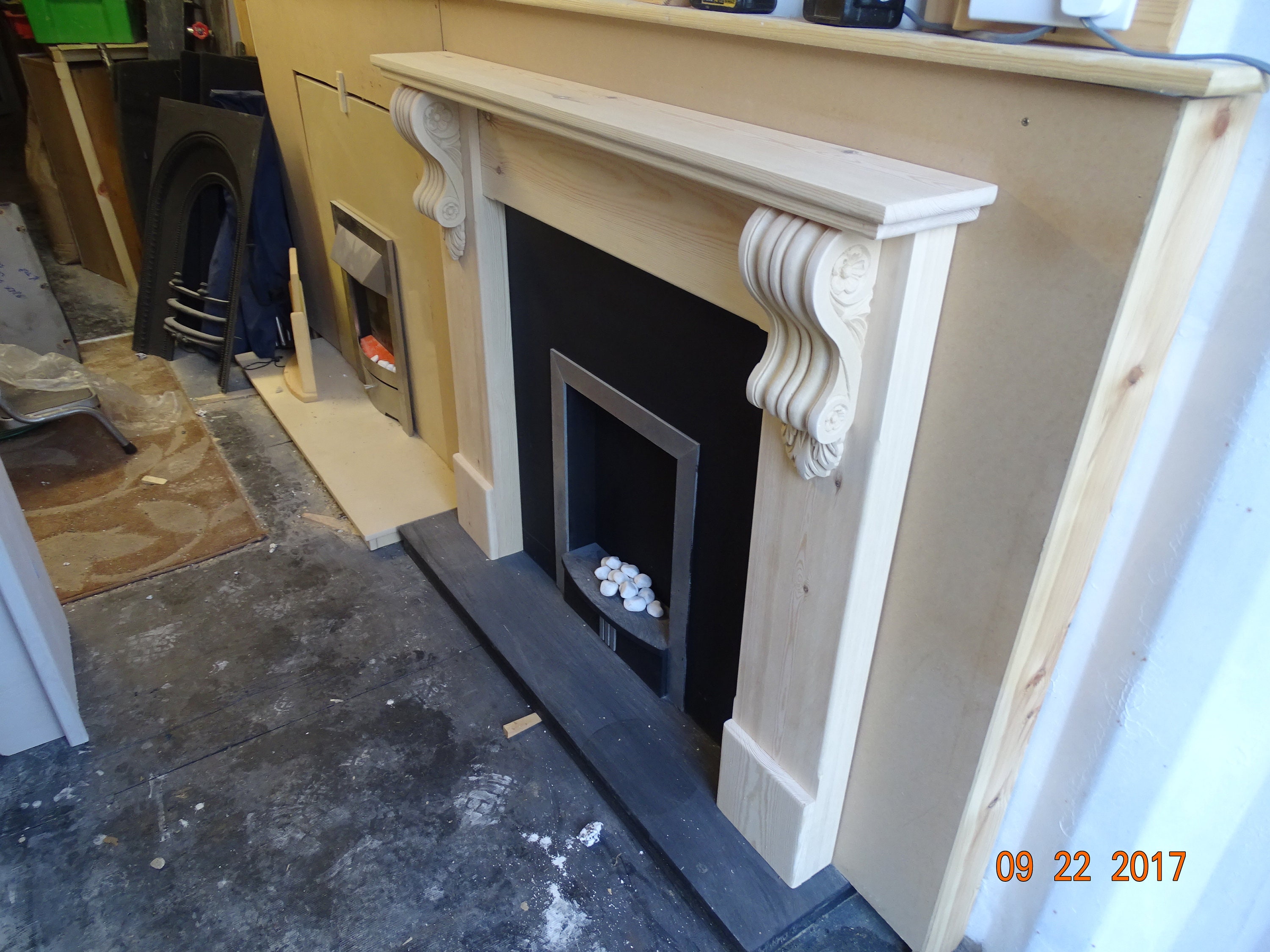 Large Fire Surround Mantelpiece Surround With Large Corbels to Each Leg ...