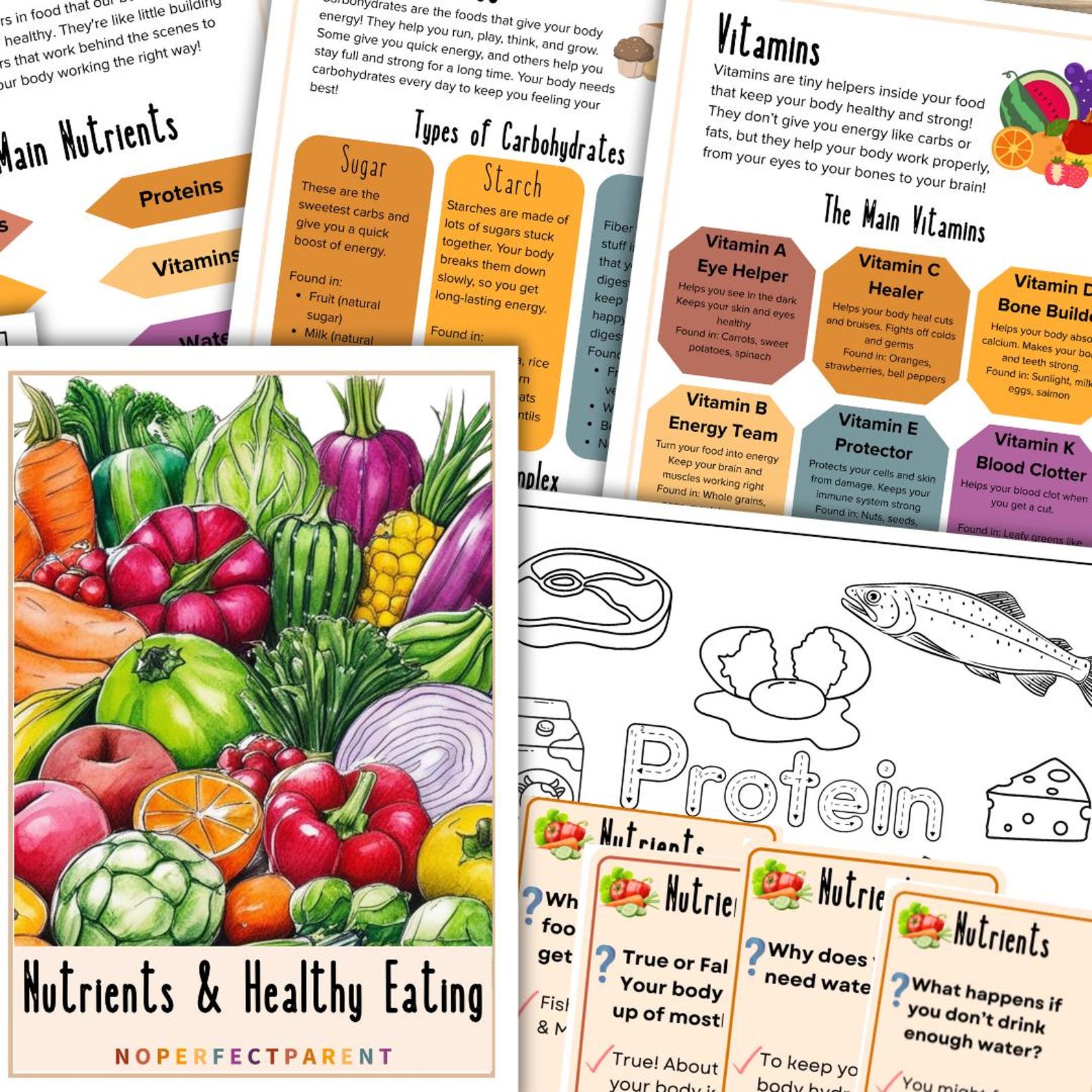 Nutrient Unit Study for Kids Healthy Eating Printable About Vitamins ...