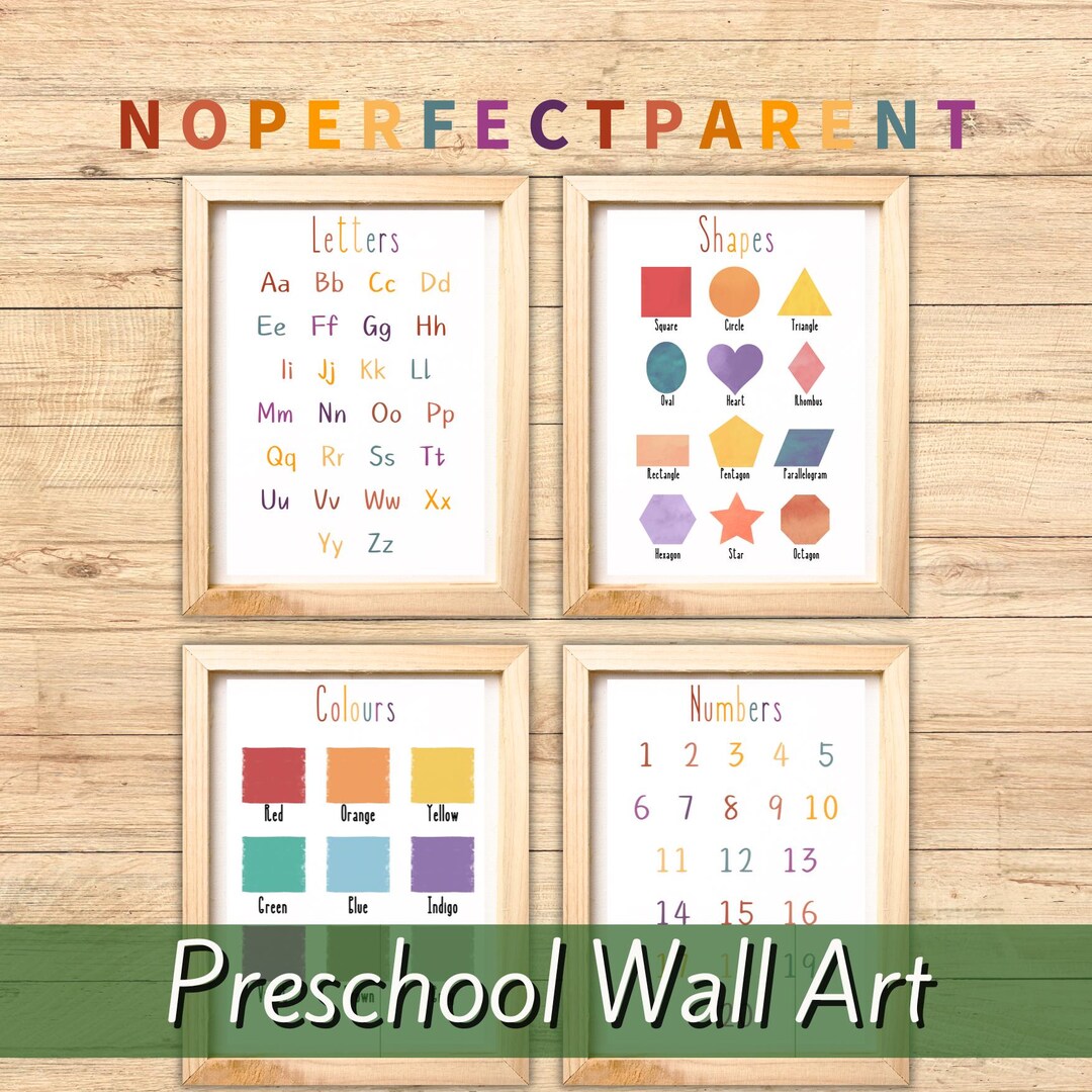 Printable Preschool Wall Art | Abcs, 123s, Colors and Shapes | Nursery ...
