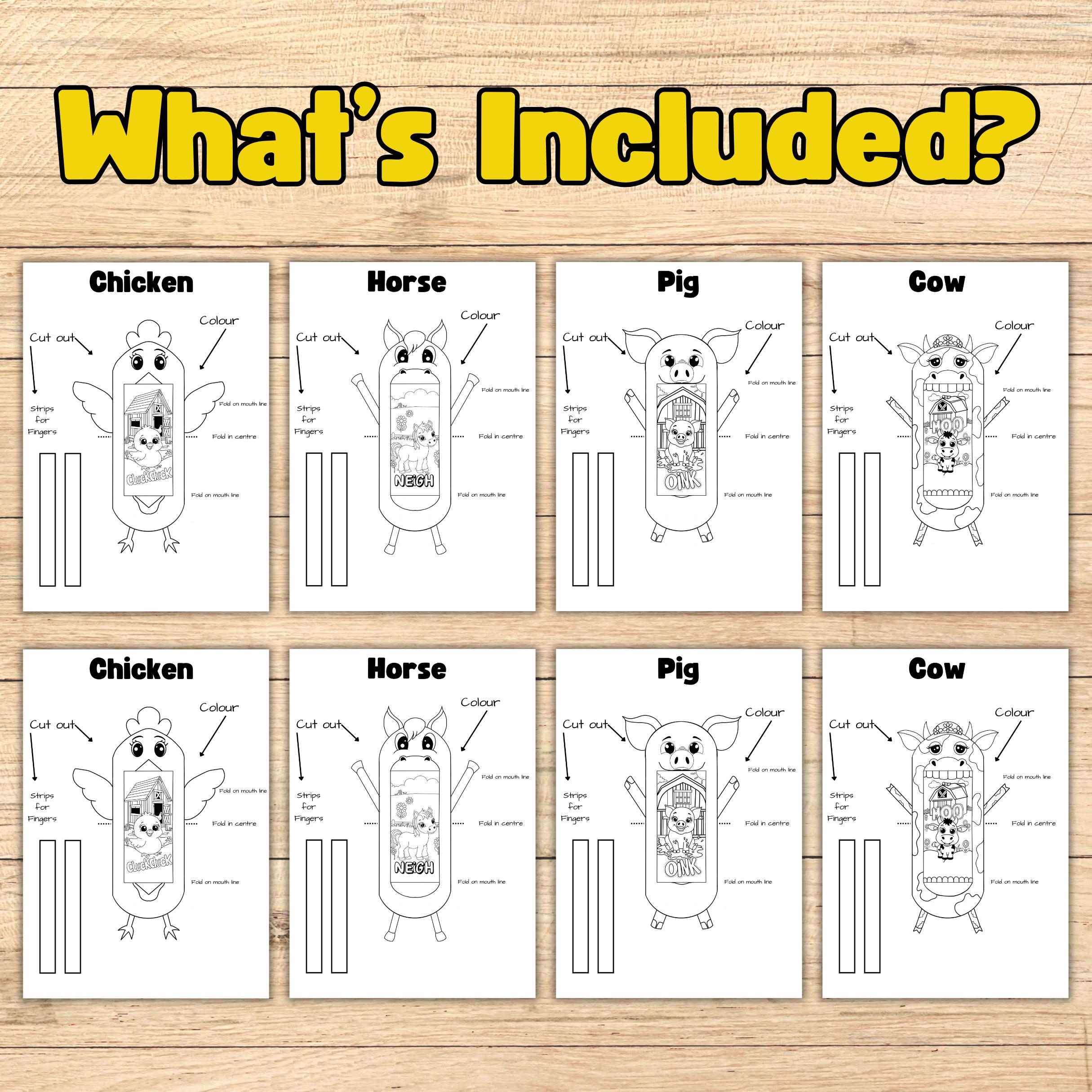 Kindergarten Activity for Kids Printable Farmyard Animal Puppets for ...