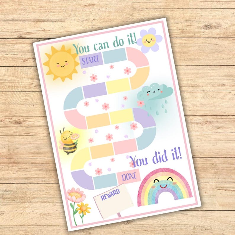 Printable Reward Chart for Kids Potty Training Tracker Rainbow and ...