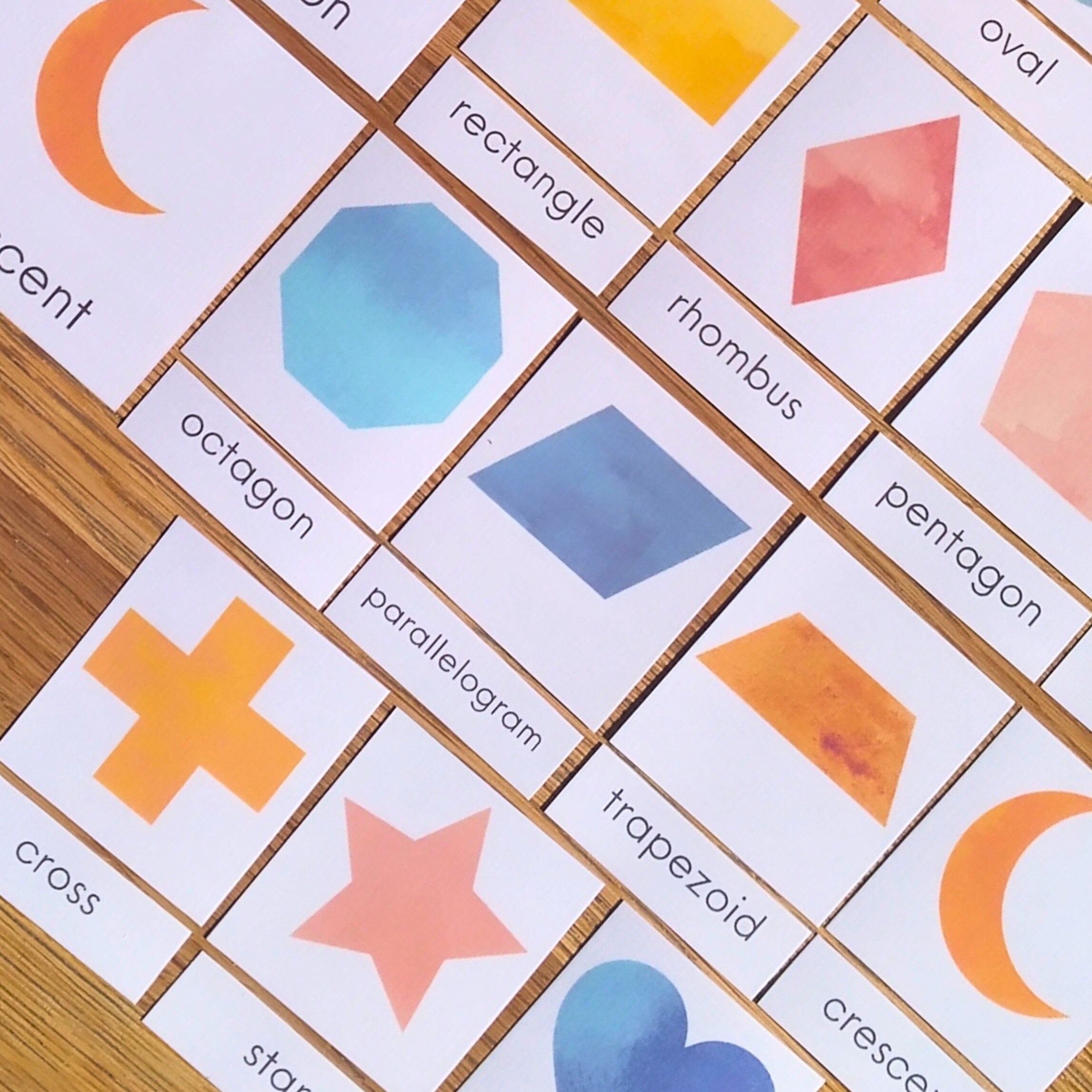 Preschool Shapes Flashcards for Kids Toddler Activity Montessori ...