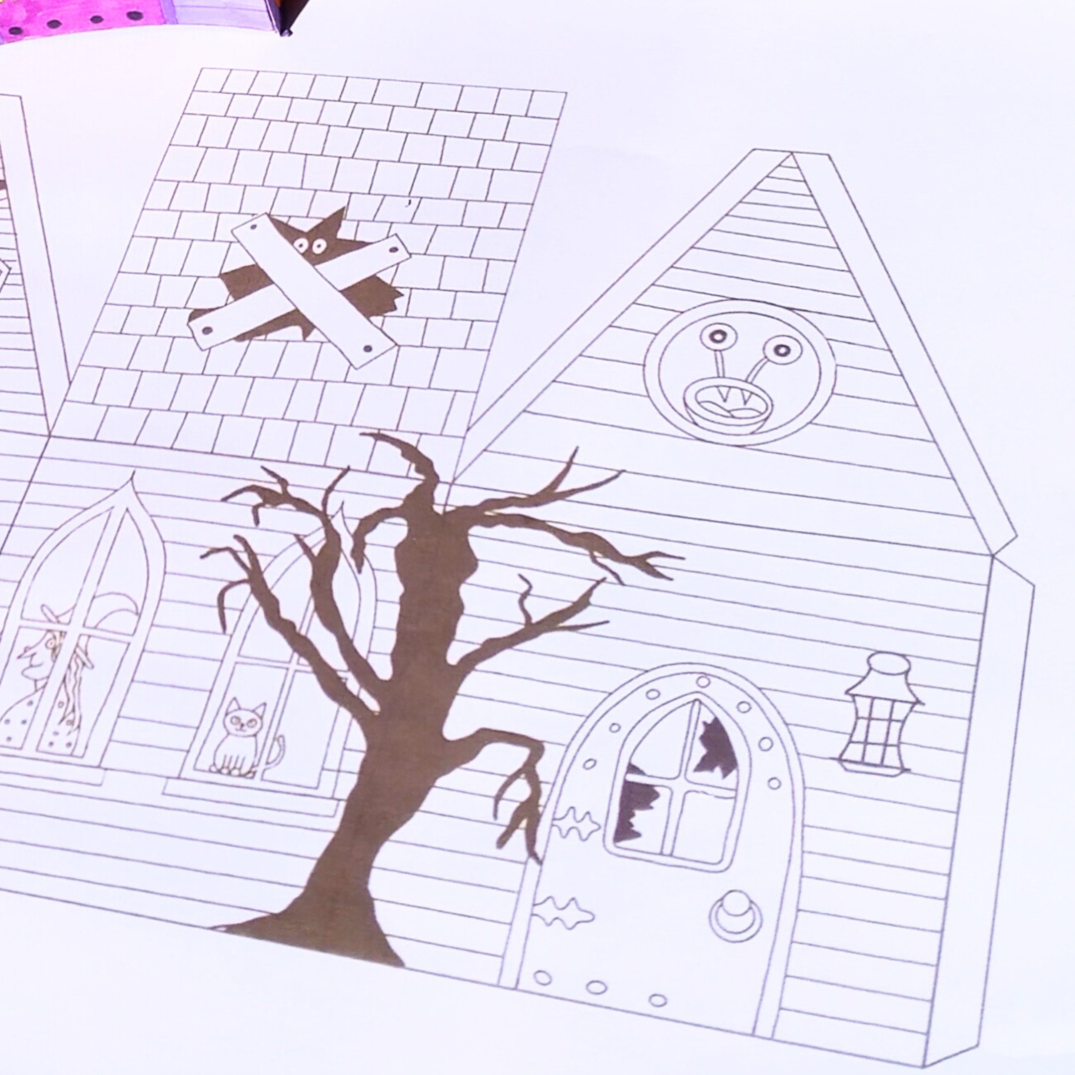 Printable 3D Haunted House Halloween Craft for Kids Printable Colouring ...