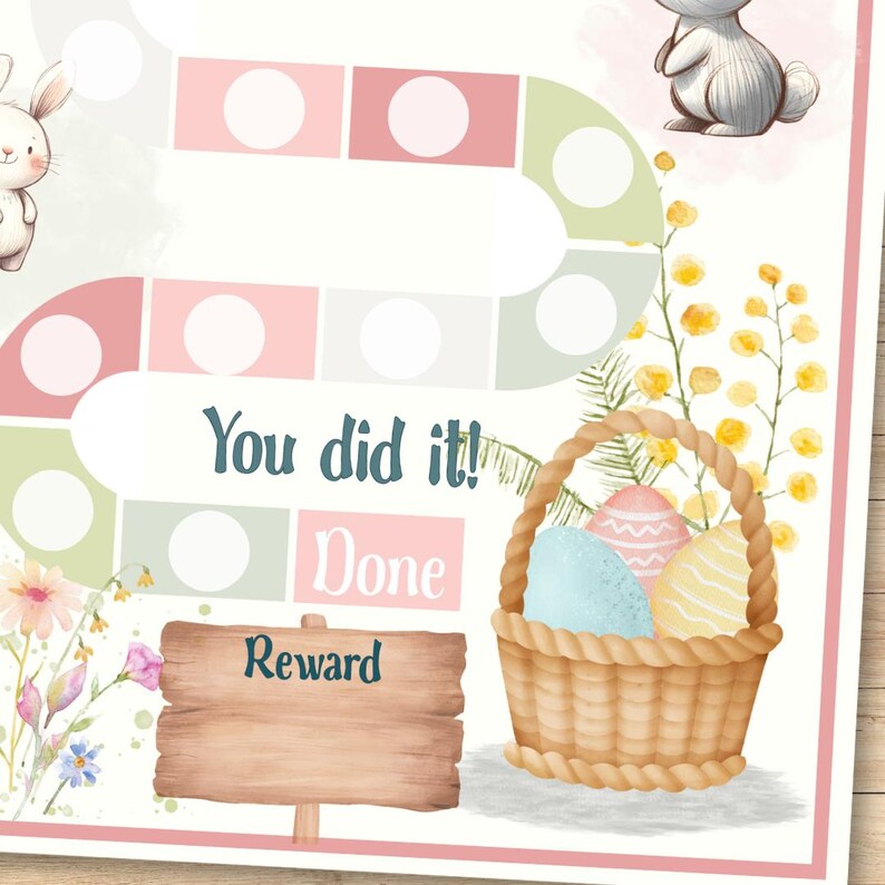 Reward Chart for Kids Bunny Themed Star Chart Easter Printable for ...