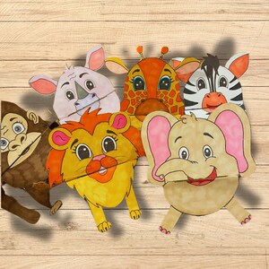 Printable Animal Puppets for Kids Craft Activity for Children Colouring ...