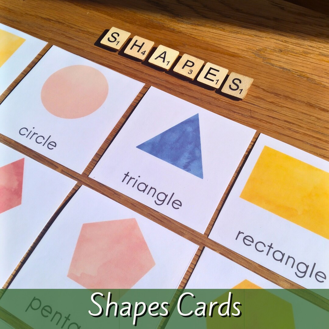 Preschool Shapes Flashcards for Kids Toddler Activity Montessori ...