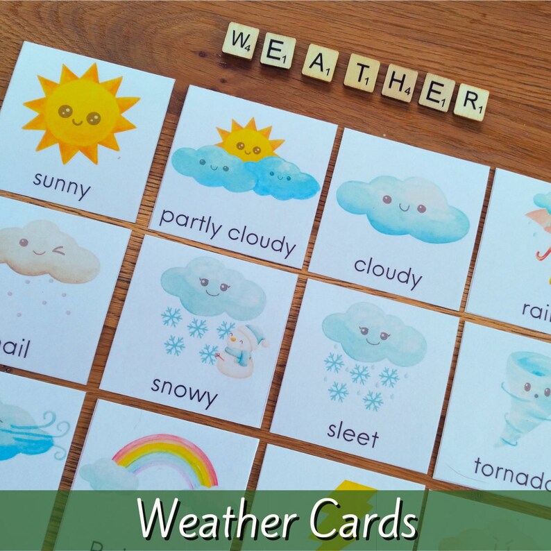 3 Part Weather Flashcards Preschool Learning Home School Activities for ...