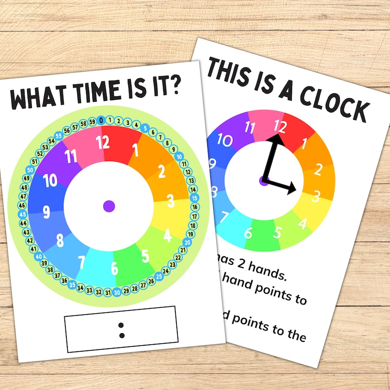 Rainbow Learn to Tell Time Printable | Kids Clock Activity | Teaching ...