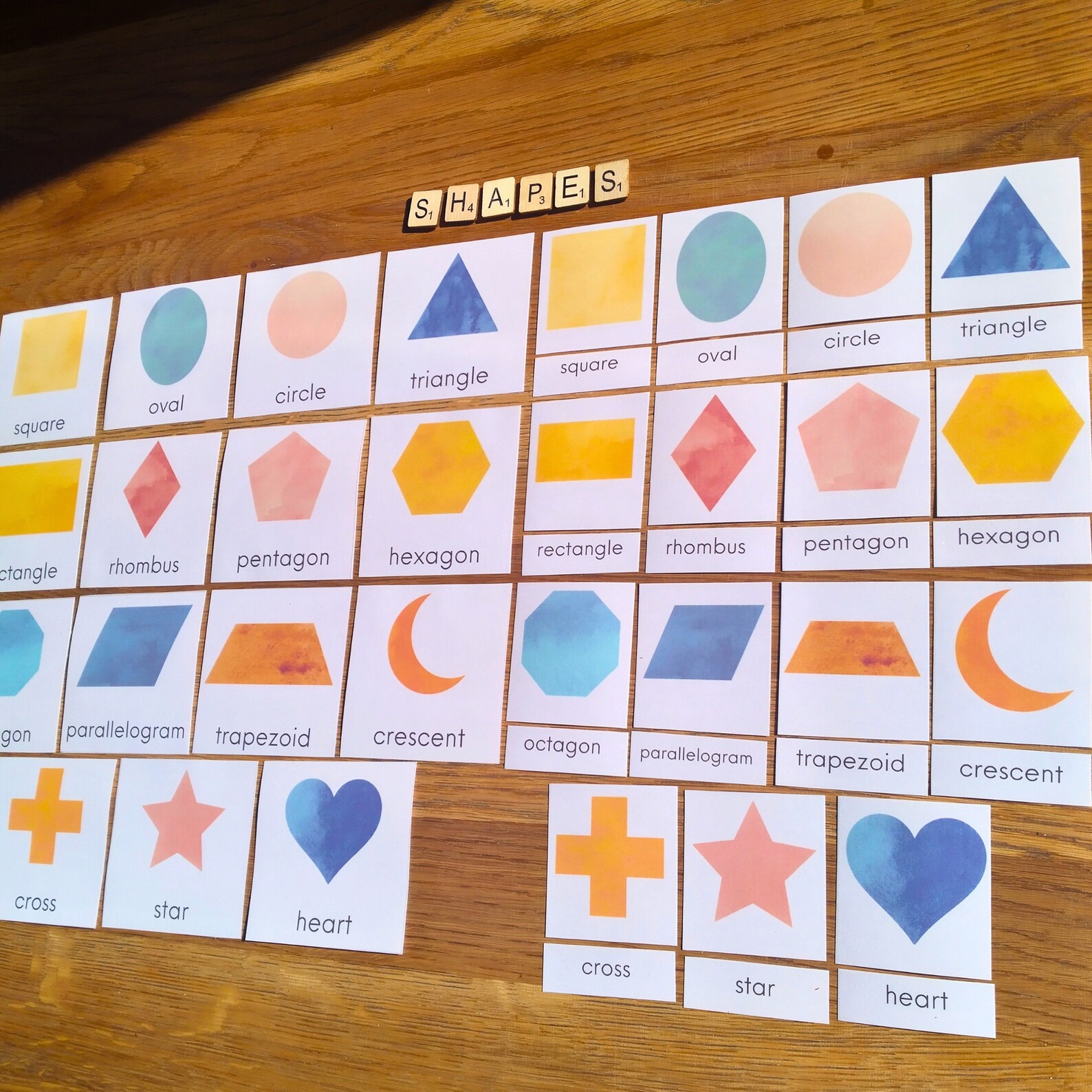 Preschool Shapes Flashcards for Kids Toddler Activity Montessori ...