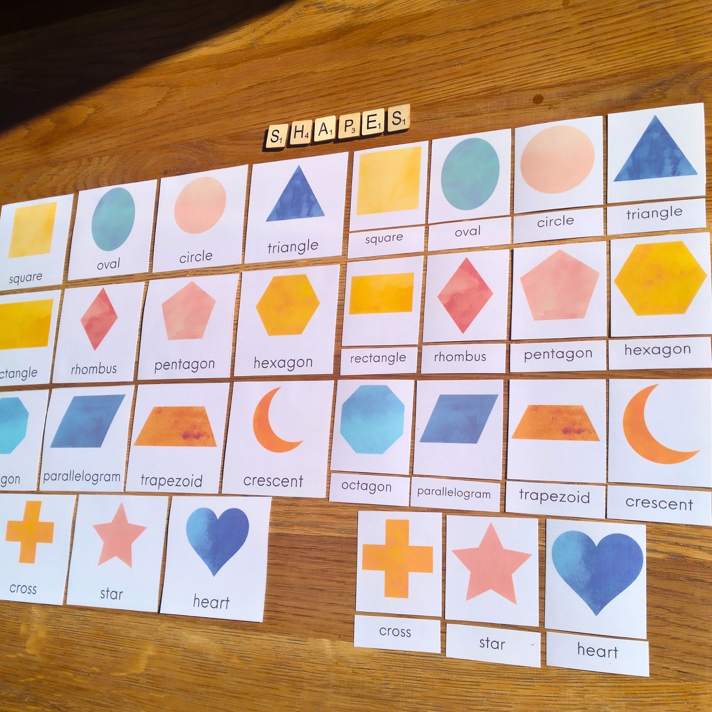 Preschool Shapes Flashcards for Kids Toddler Activity Montessori ...