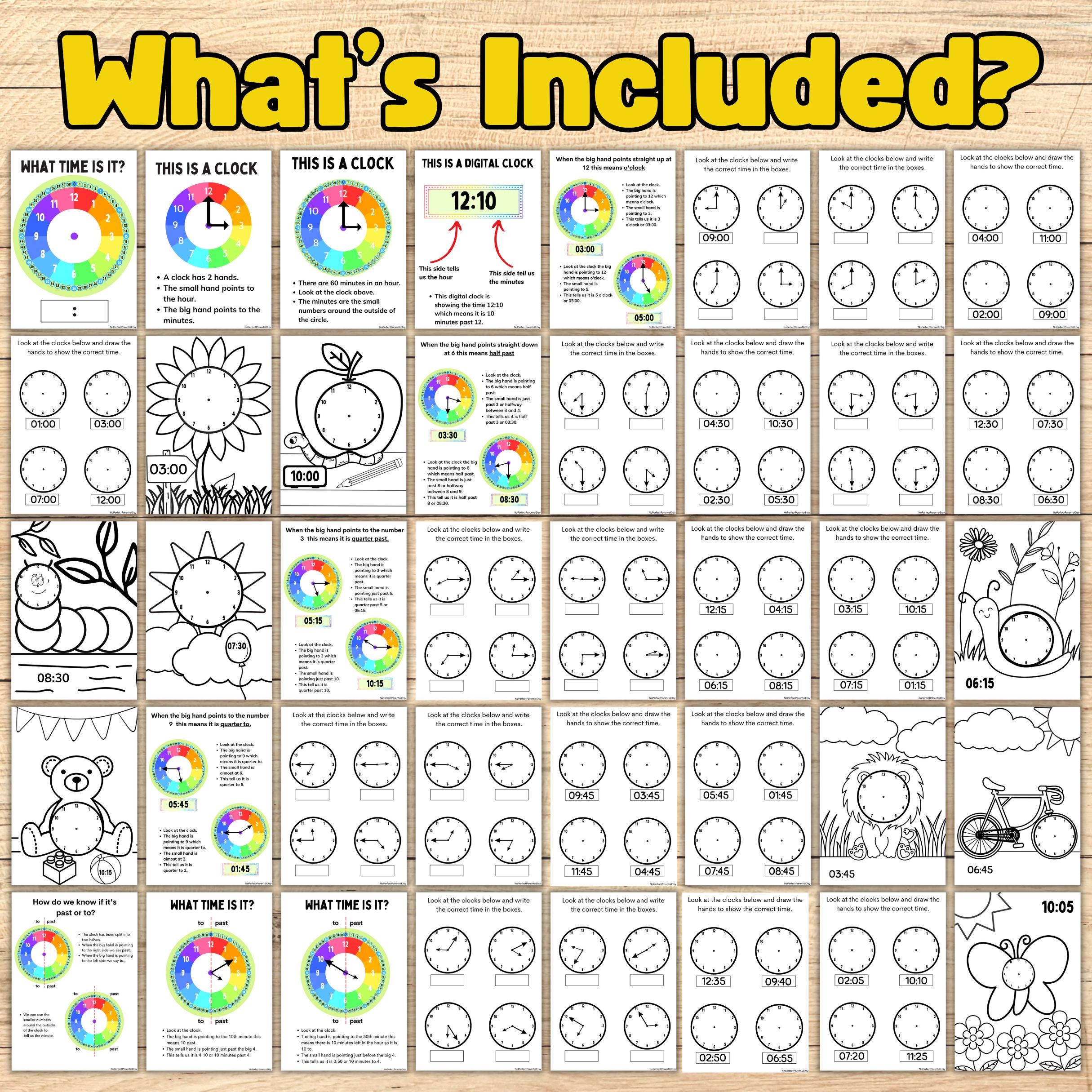 Rainbow Learn to Tell Time Printable | Kids Clock Activity | Teaching ...