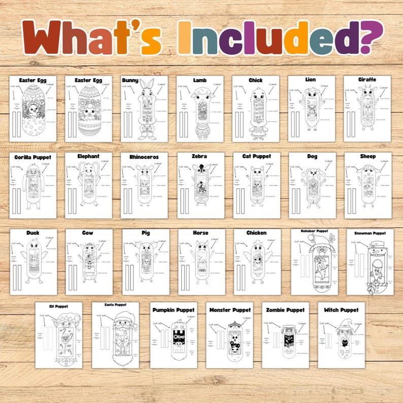 Printable Puppet Bundle | 30 DIY Paper Puppets for Kids | Holiday, Farm ...